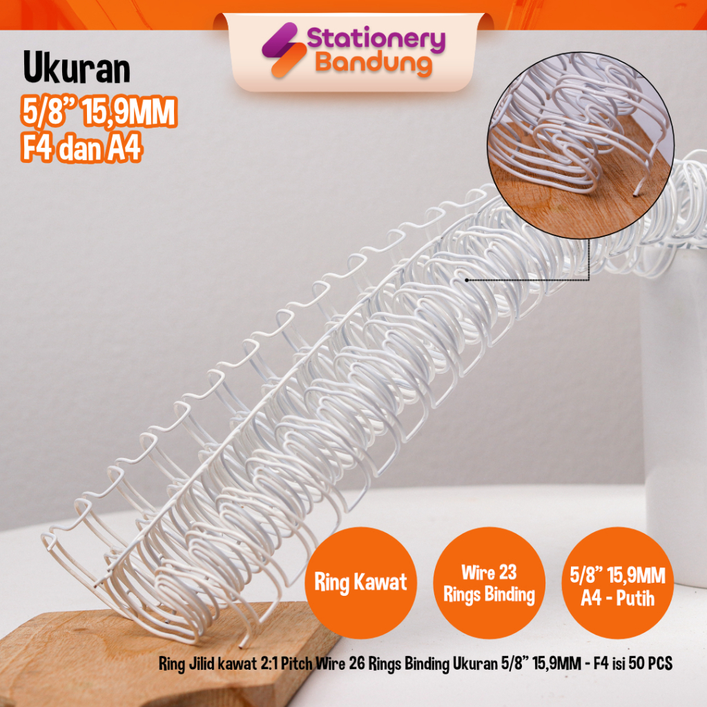 Jual Ring Jilid kawat Wire 26 atau 23 Rings Binding Ukuran 5/8" 15,9MM ...