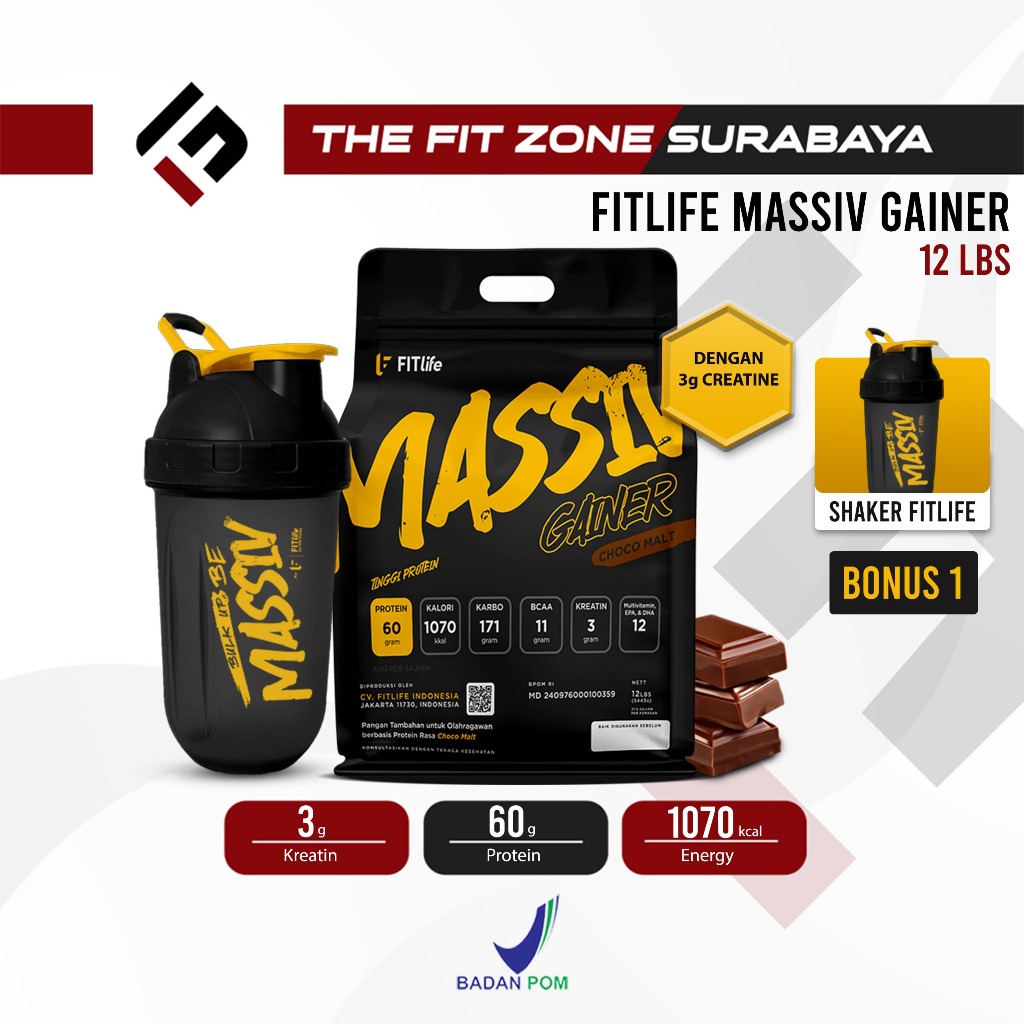 Jual FITLIFE Massiv Gainer 12 Lbs Supplemen Fitness Weight Mass Gainer ...