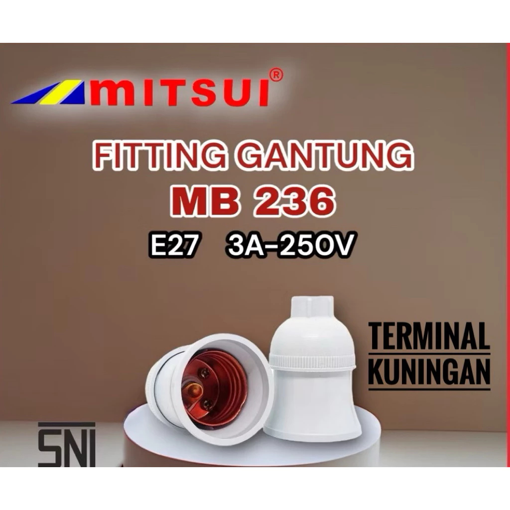Jual Fitting Lampu Gantung Putih MITSUI MB-236 E27 Terminal Kuningan ...