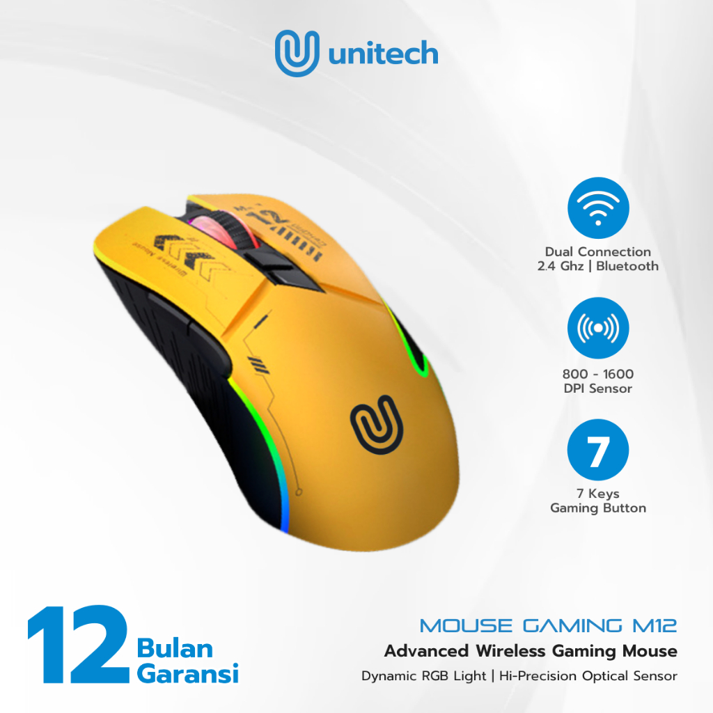 Jual Unitech Mouse Bluetooth Wireless Gaming Rechargeable M12 Dual ...