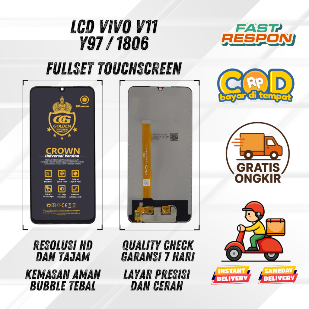 Jual LCD VIVO V11 / 1806 / Y97 FULLSET TOUCHSCREEN COMPLETE | Shopee ...