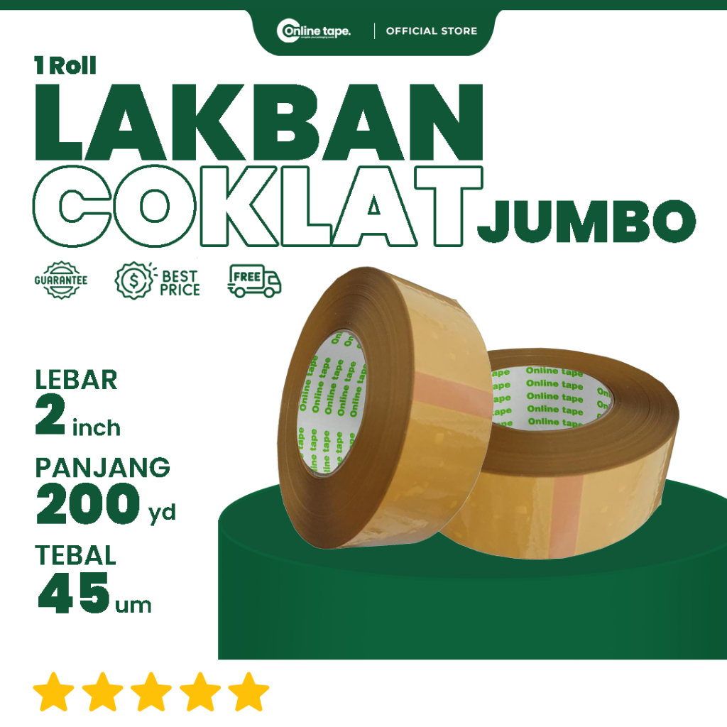 Jual Lakban Jumbo Coklat 2 Inch 200 Yard ECO x 45mm / Ukuran Asli ...