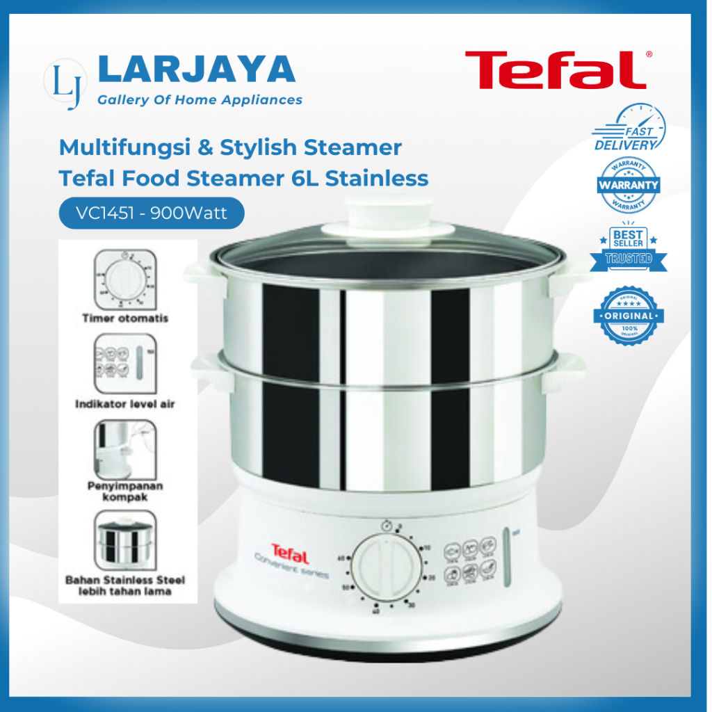 Jual Tefal Food Steamer Stainless VC1451 Pengukus Makanan Electric 6 ...