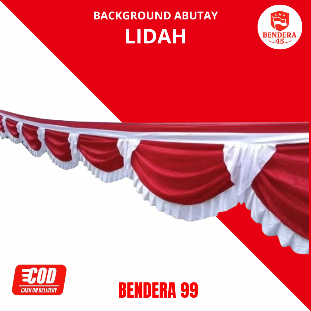 Jual Bendera Background 5 Gelombang Polos Putih Merah Lidah Untuk ...