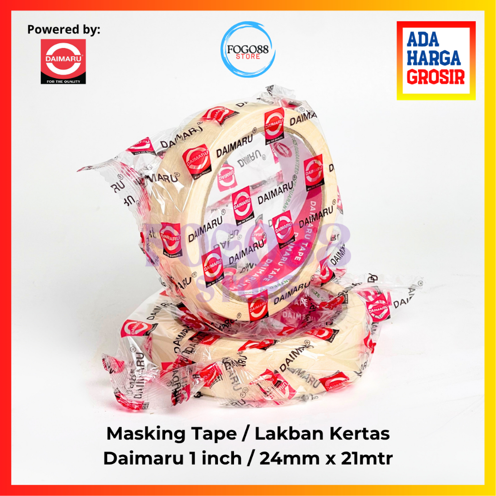 Jual Lakban Kertas Daimaru / Masking Tape 1inch / 24mm x 21meter ...