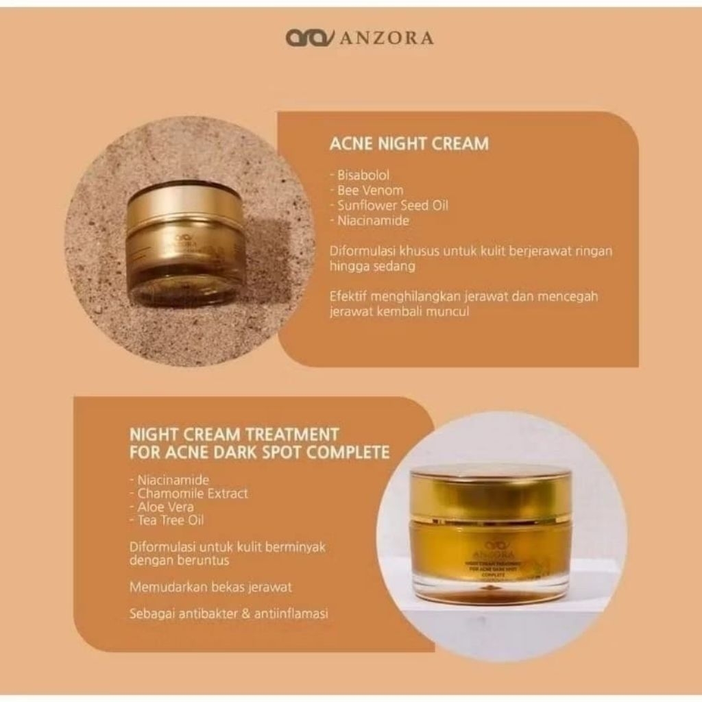 Jual NIGHT CREAM ANZORA KLINIK DAN BPOM READY etalase ecer krim malam ...