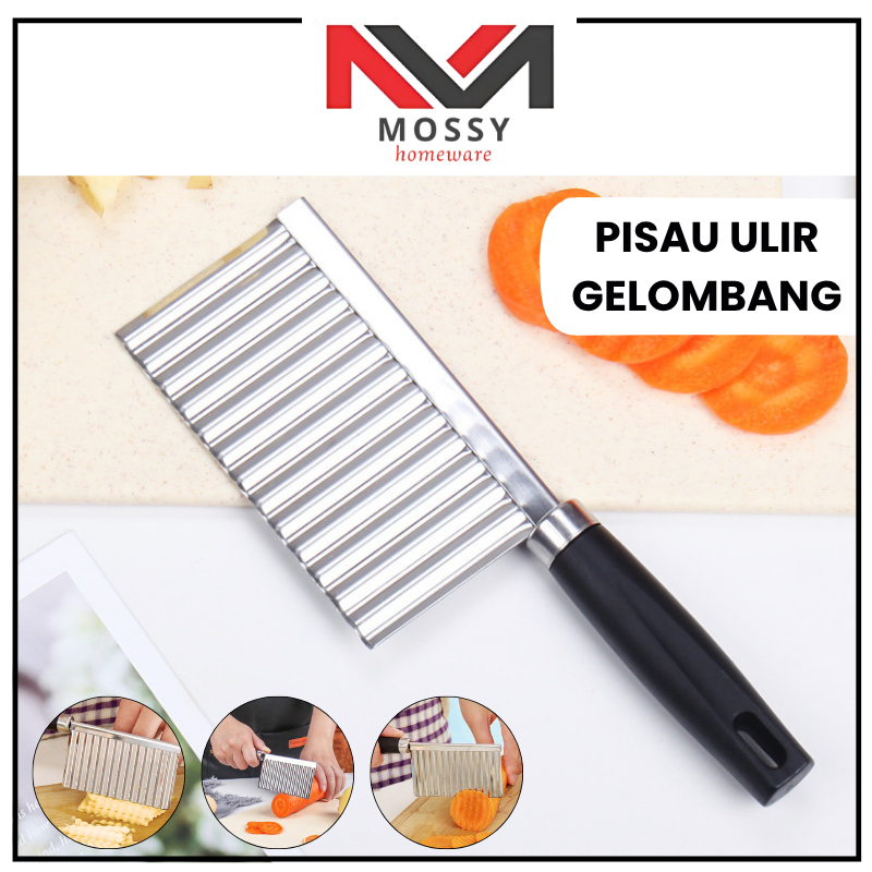 Jual MOSSY Pisau Ulir Gelombang Stainless Steel Pemotong Kentang Timun ...