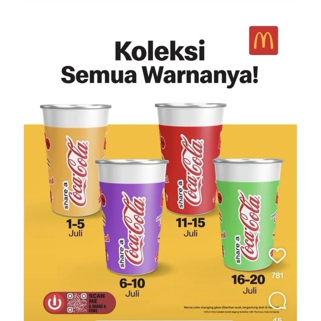 Jual TUMBLER MCD COLOUR CHANGING MCDONAL MCD X COCA COLA GELAS CUP ...