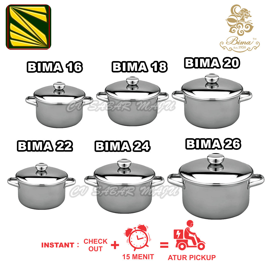 Jual Bima Prima Panci Saucepot 16 cm , 18 cm, 20 cm, 22 cm, 24 cm & 26 cm STAINLESS STEEL ...