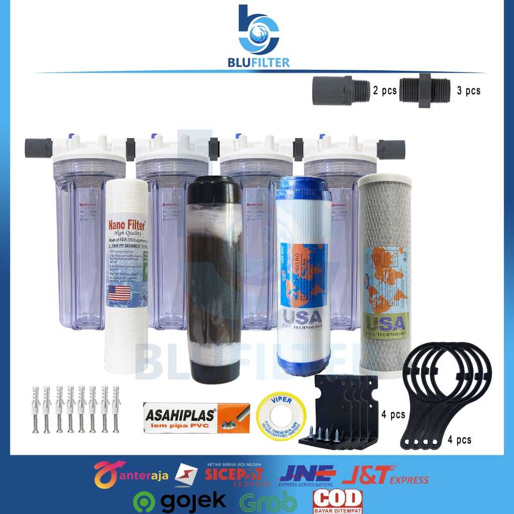 Jual PAKET FILTER AIR 4 TAHAP KOTOR KERUH KUNING LICIN BAU BESI MANGAN ...
