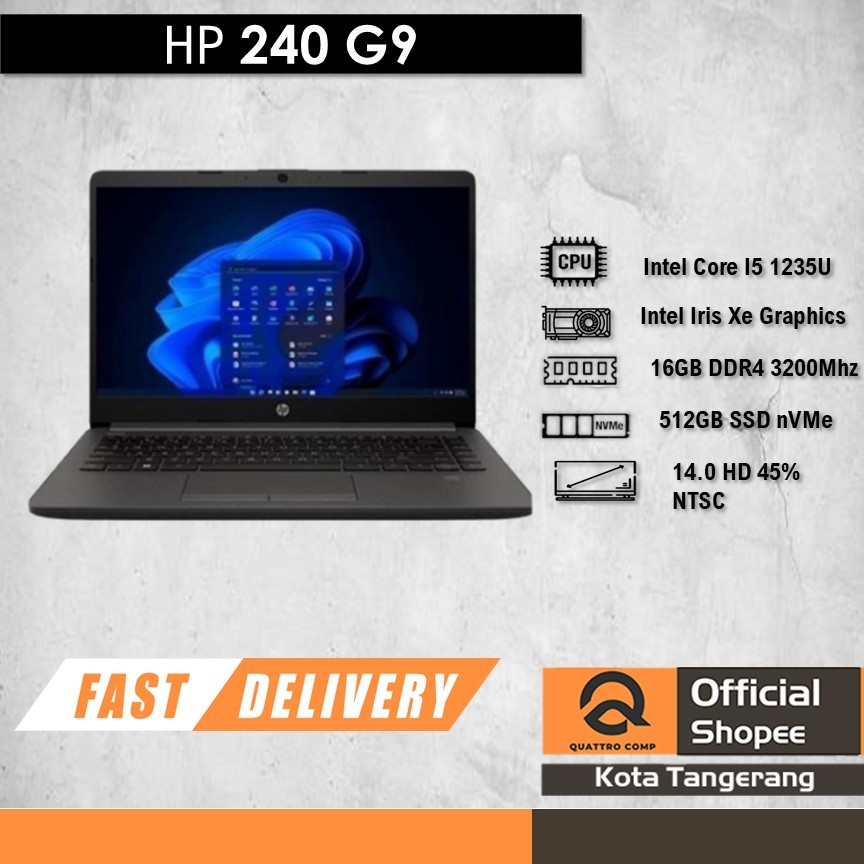 Jual HP 240 G9 I5 1235 16GB 512GB W11 14.0 1Y BLK | Shopee Indonesia