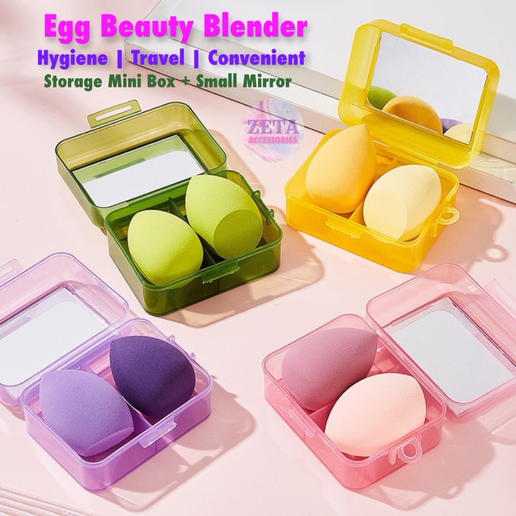 Jual Beauty Blender Makeup Sponge 2PCS + Box Cermin | Puff Bedak Lembut ...