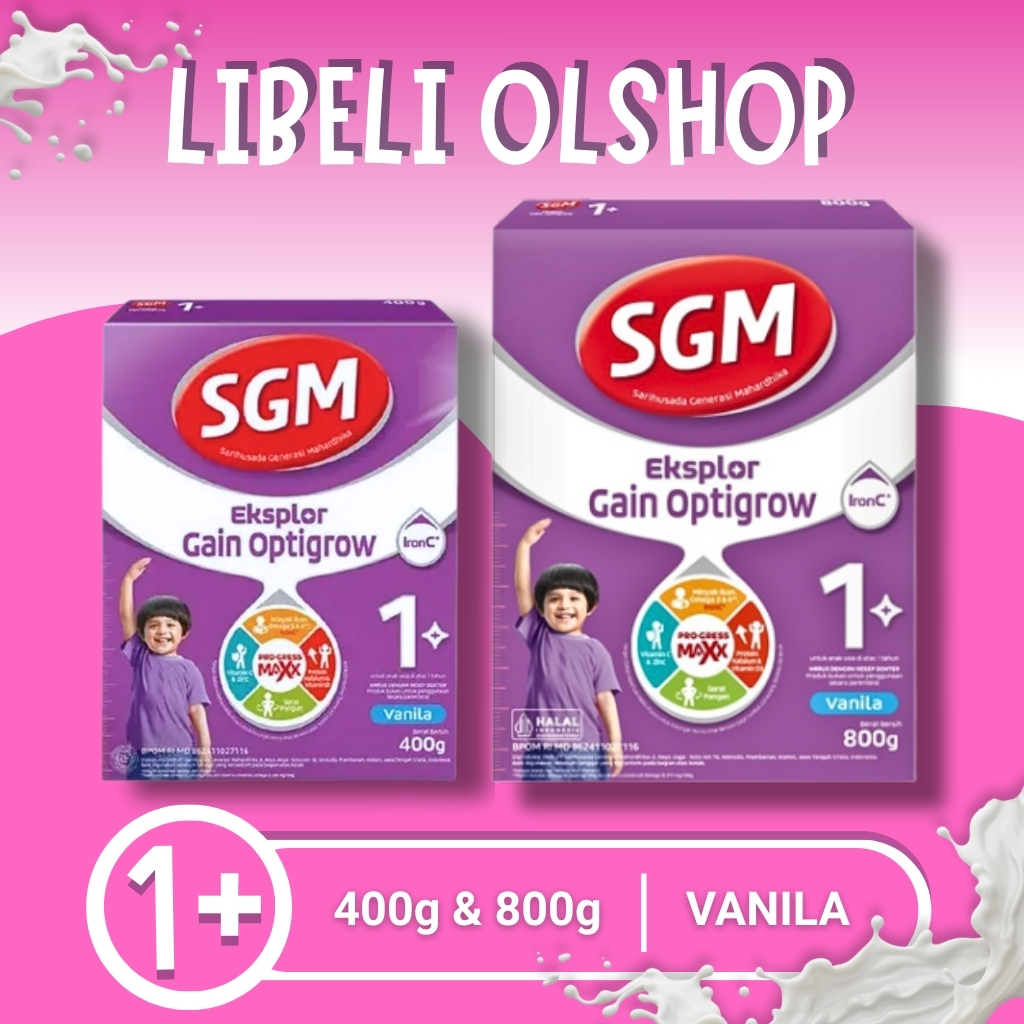 Jual SGM EKSPLOR GAIN OPTIGROW 1+ 400gr & 800gr rasa Vanila | Shopee ...