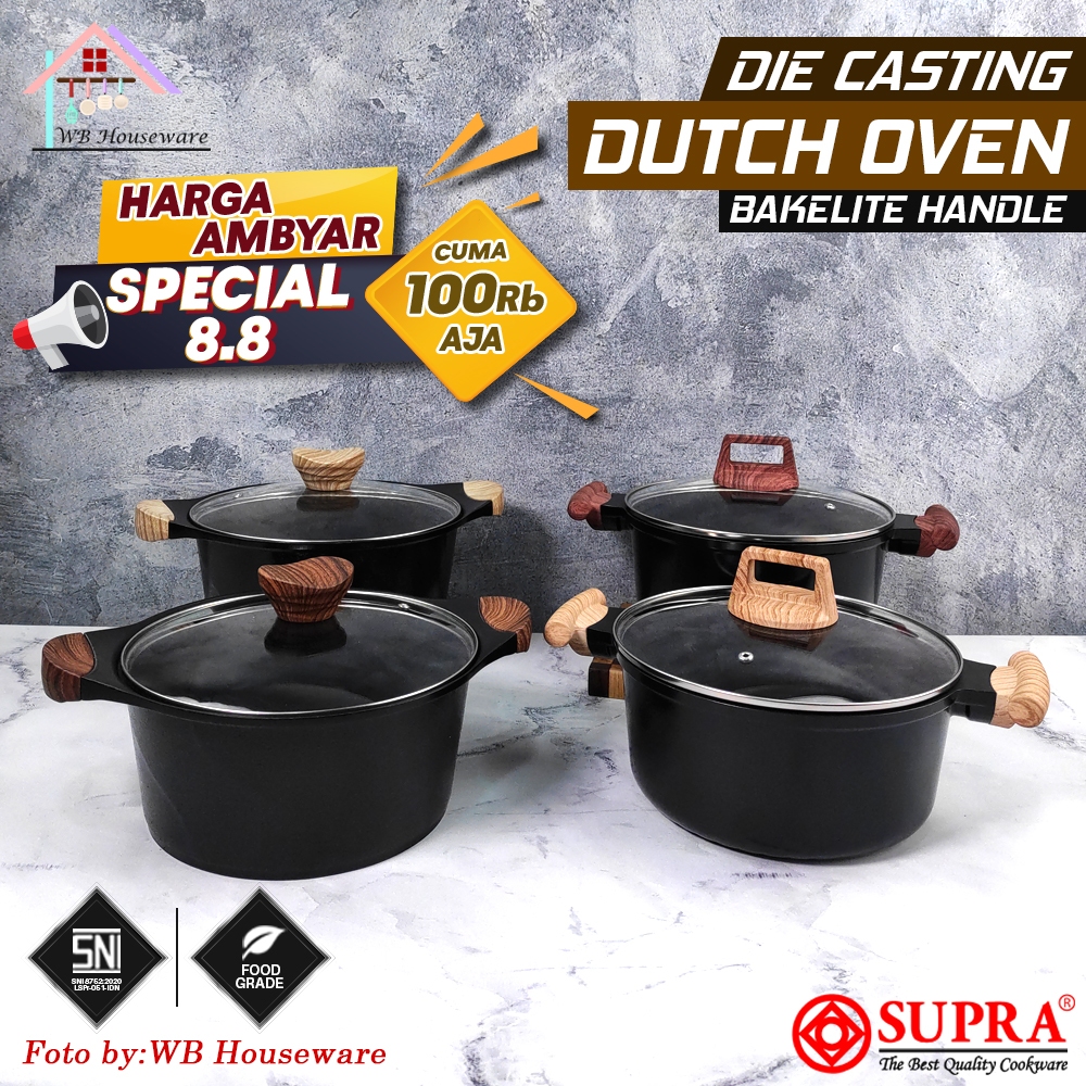 Jual SUPRA Panci dutch oven 24cm soup diecasting handle bakelite anti ...