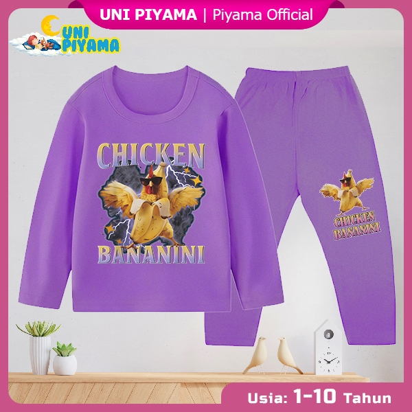 Jual Baju Tidur Chicken Bananini Stelan Panjang Anak Cowok atau Cewek ...