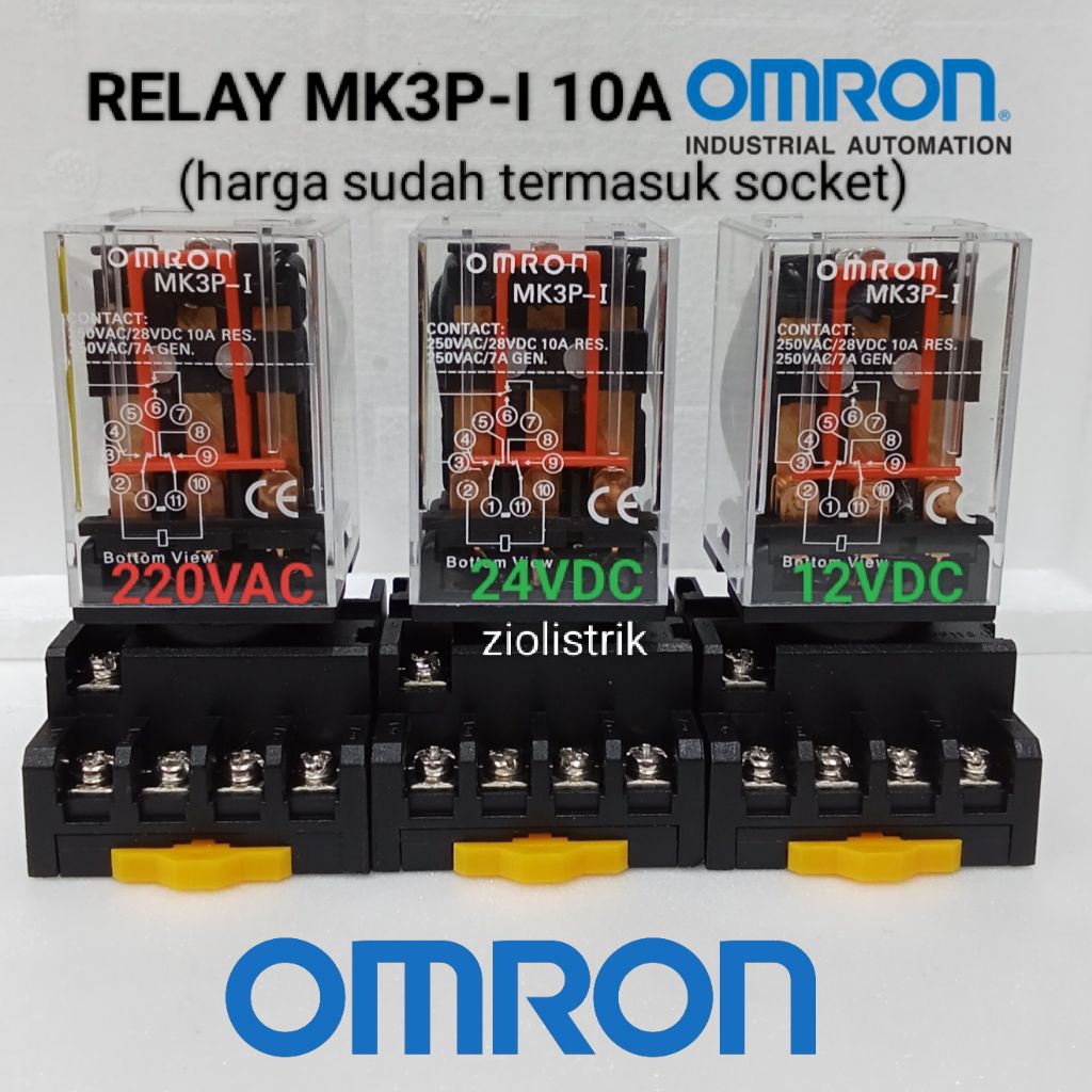 Jual Relay omron MK3 MK3P MK3P-I 24vdc 11kaki 10a + socket | Shopee ...