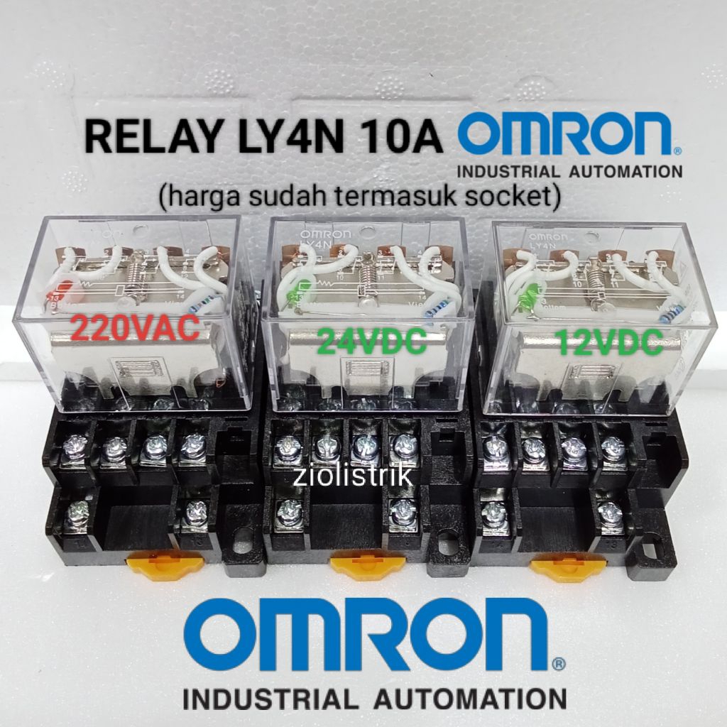 Jual relay omron LY4 LY4N LY4N-J 220vac 14kaki 10a original set socket ...