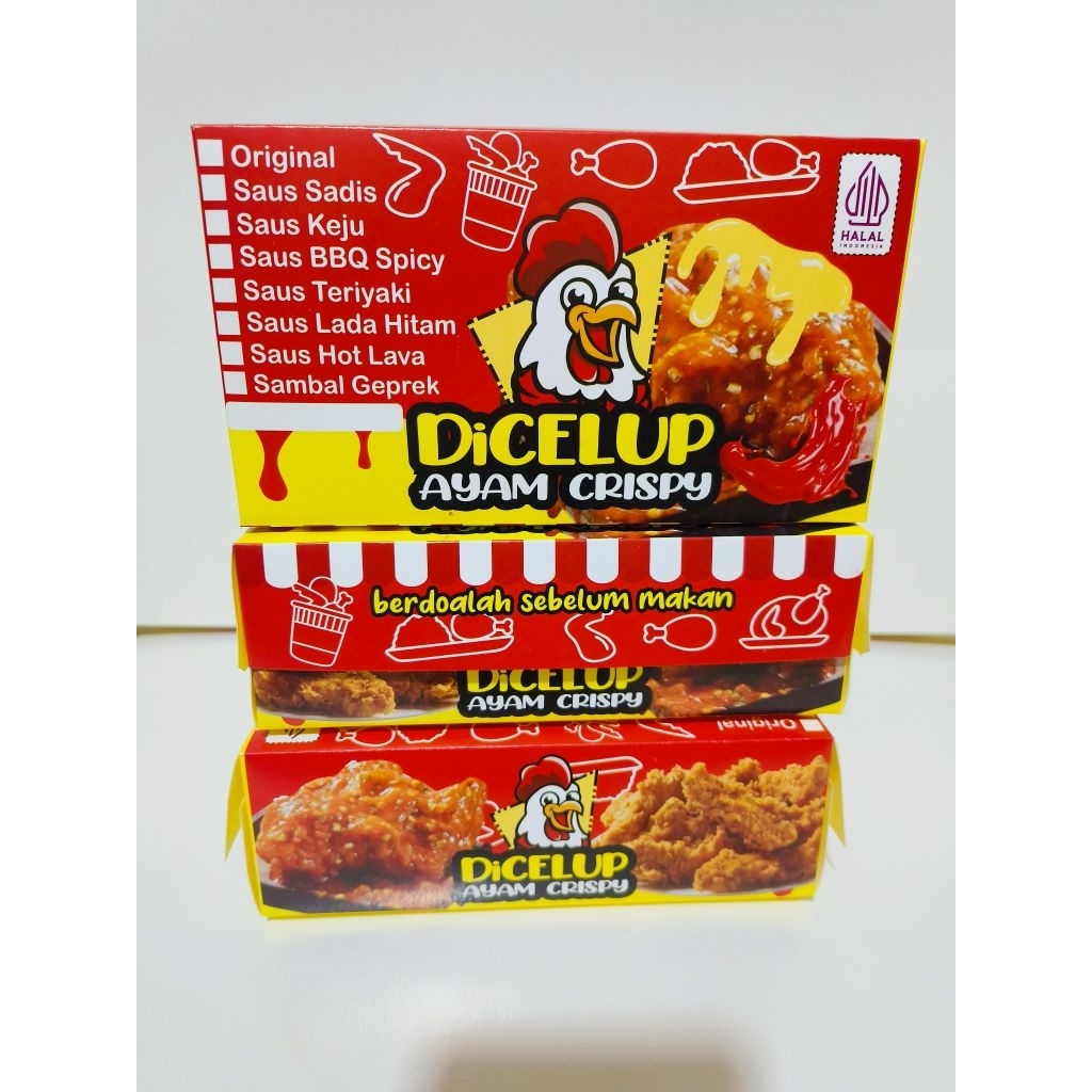 Jual DUS CHICKEN DiCELUP AYAM CRISPY 100 PCS IVORY LAMINASI GLOSSY ...