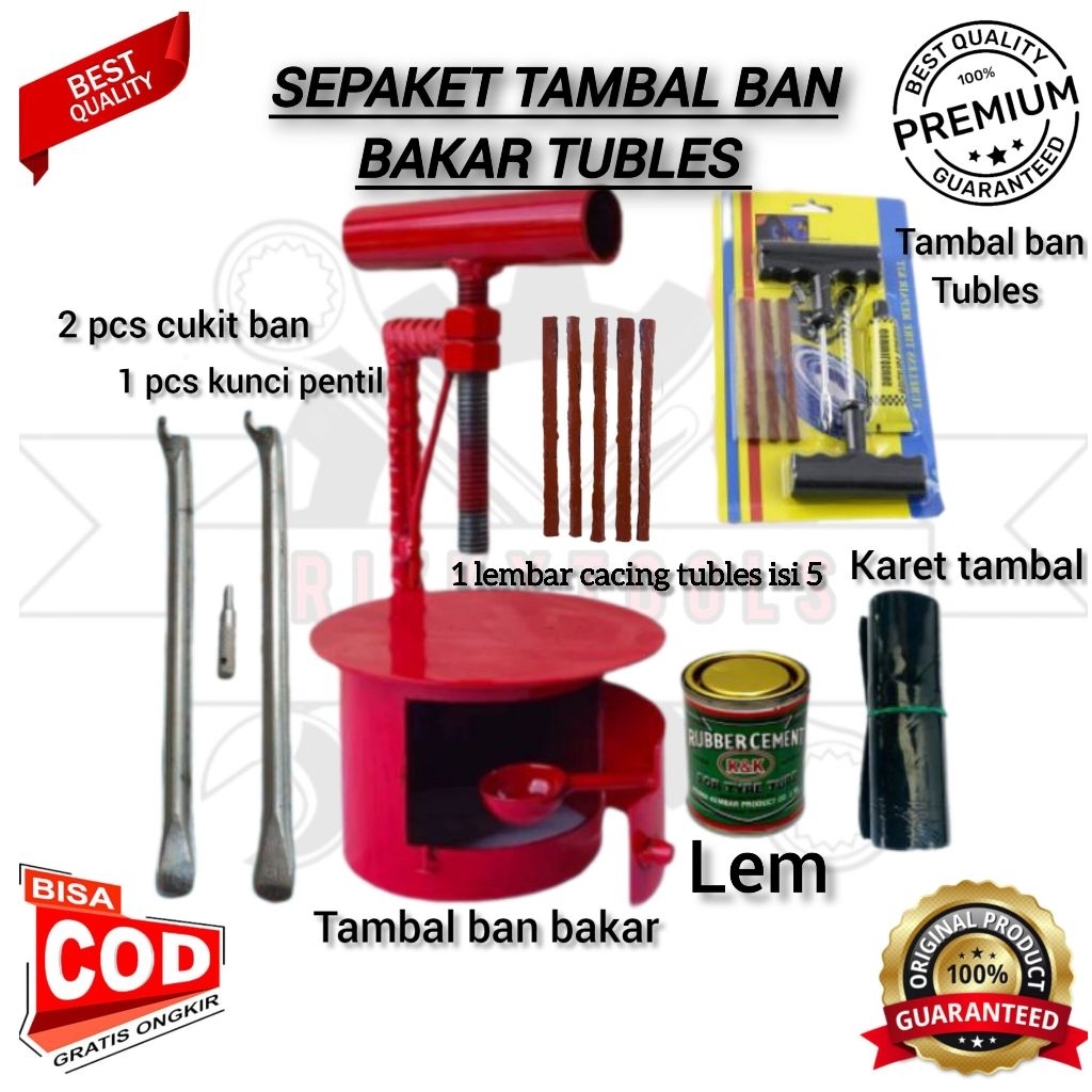 Jual sepaket alat tambal ban motor tambal ban bakar tambal ban tubles ...