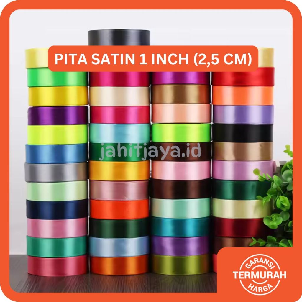 Jual Pita Satin 1inch 2,5Cm Pita Roll 20 Yards Pita Kain Satin Pita dekorasi Pita Saten | Shopee ...