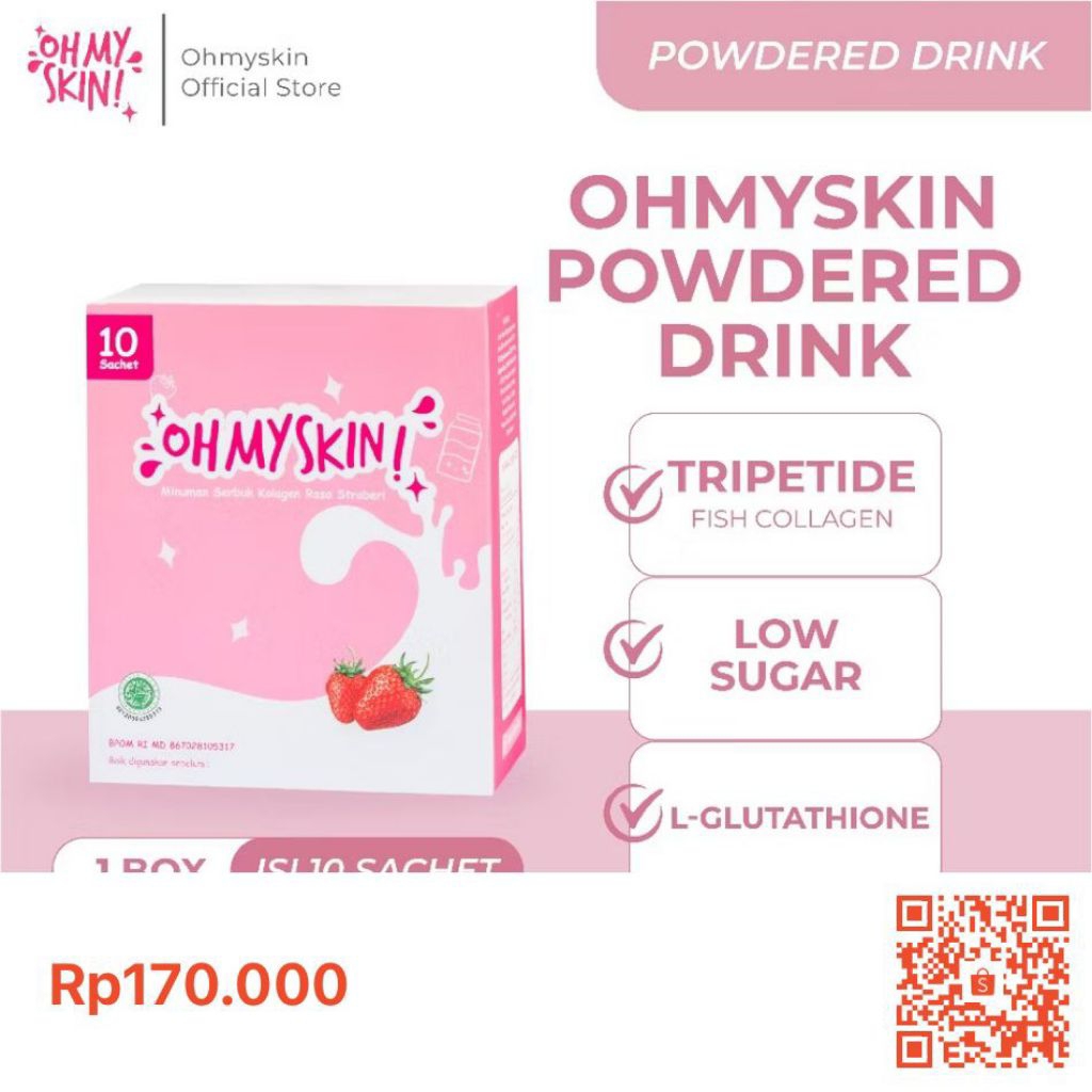 Jual Oh my skin ! RASA STAWBERRY powdered drink with collagen and L ...