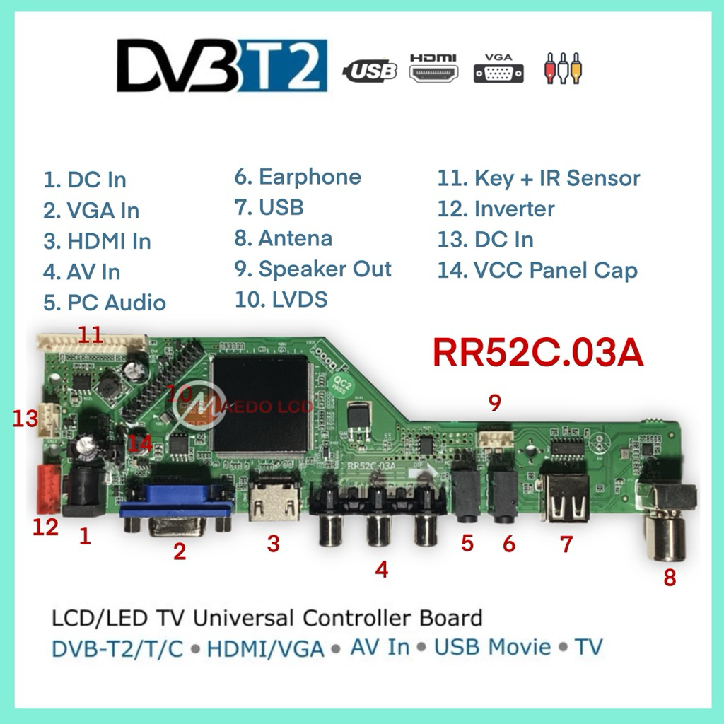 Jual Universal LCD LED TV Board DIGITAL DVBT2 / Mainboard Universal TV ...