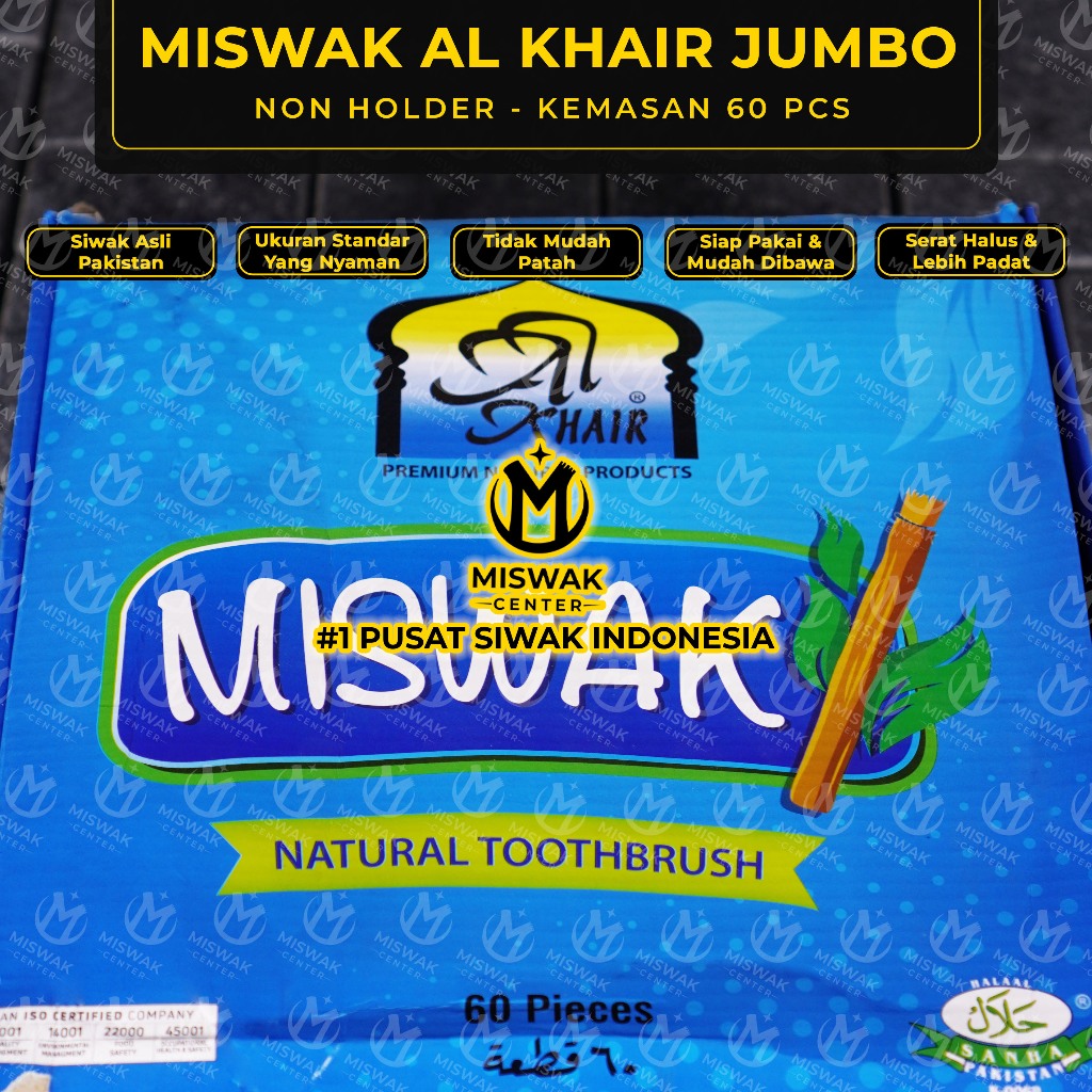 Jual 60 PCS / 1 BOX - [JUMBO - MISWAK AL KHAIR - TANPA HOLDER] - SIWAK ...