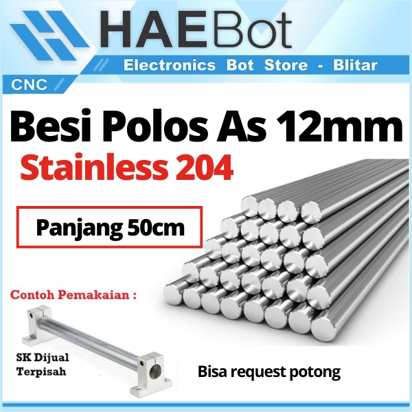 Jual [HAEBOT] Besi Polos Linear Shaft As 12mm Stainless Steel CNC 3D Printer Smooth Rod Harga ...
