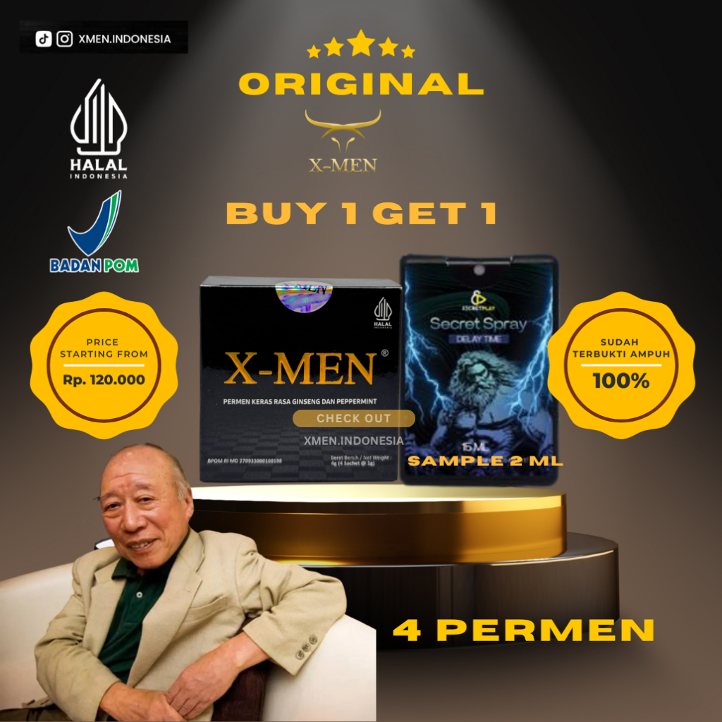 Jual XMEN PERMEN STAMINA HERBAL GINGSENG 1 BOX (4PCS) + 2ML Secret ...