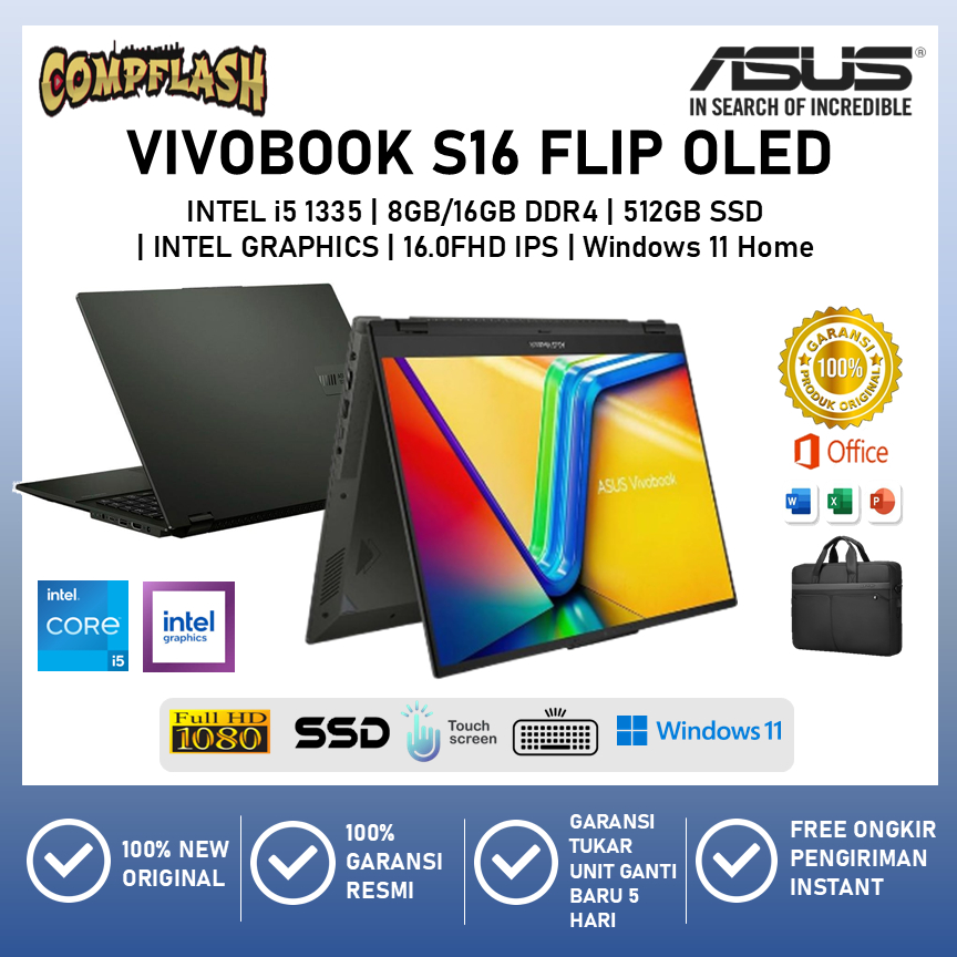Jual ASUS VIVOBOOK S16 FLIP OLED TP3604VA TOUCHSCREEN INTEL CORE i5 ...