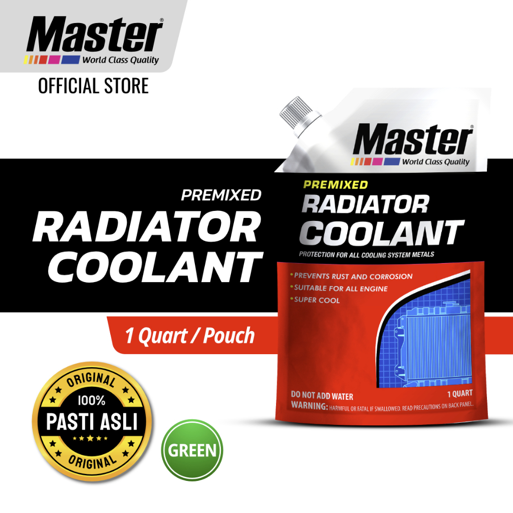 Jual Master Radiator Coolant Premixed Pouch/ Refill 1 Quart Green Air ...
