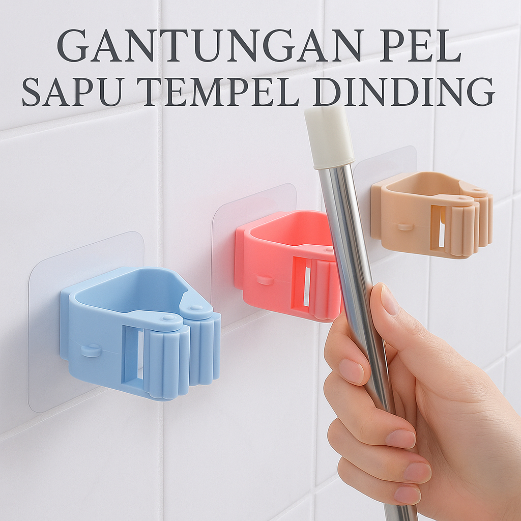 Jual GANTUNGAN SAPU TEMPEL Pel Hanger Pengait Gagang Sapu Broom Holder ...