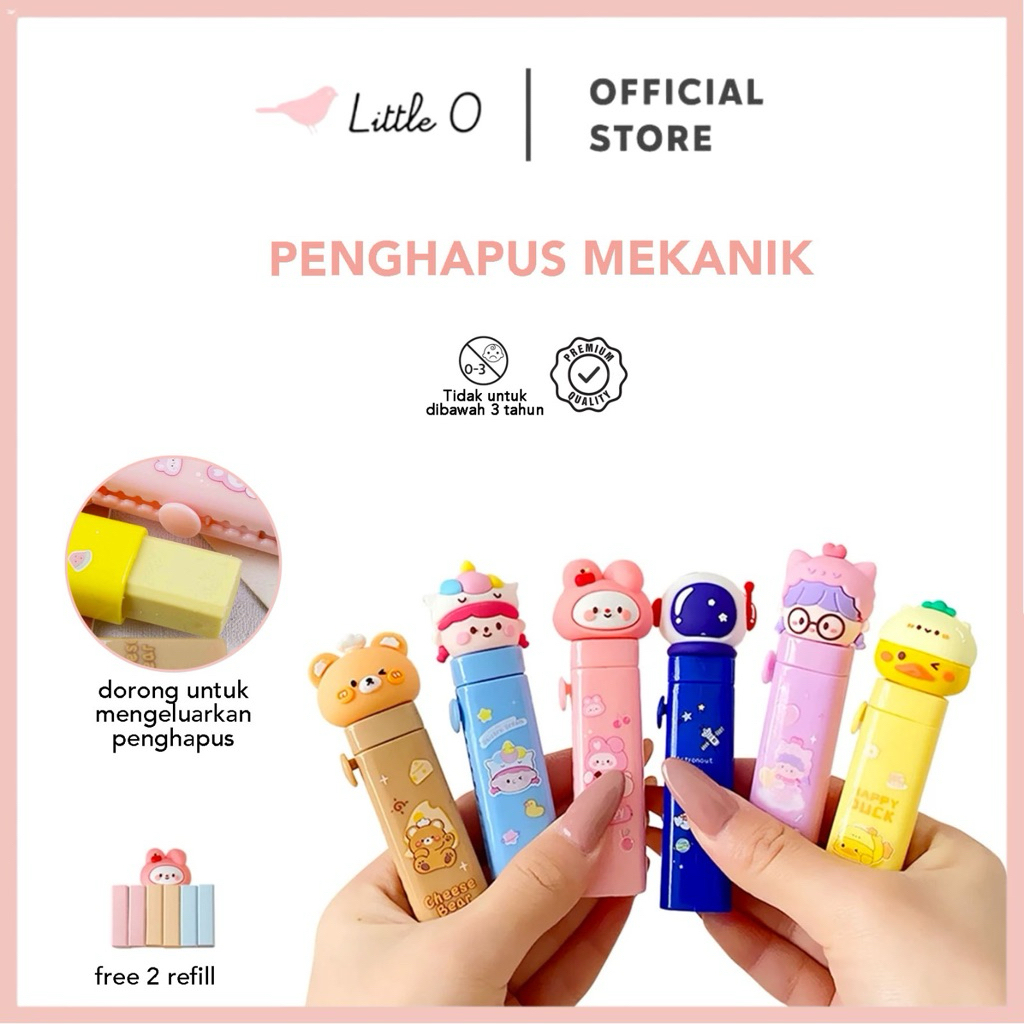 Jual LITTLE O FREE REFIL !! 3D Cartoon Mechanical Eraser Penghapus ...