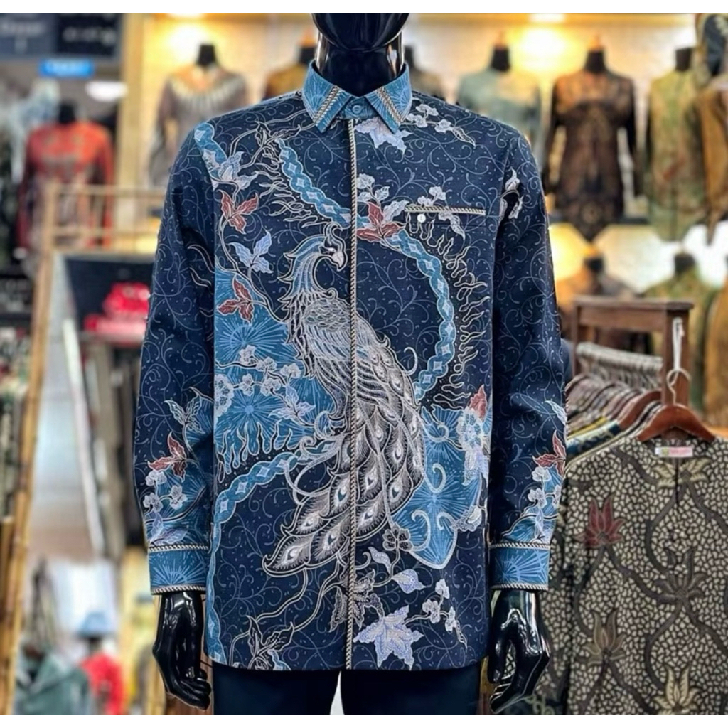 Jual Batik Cantieq Exclusive - Wicaksana Navy Batik Pria bordir smock ...