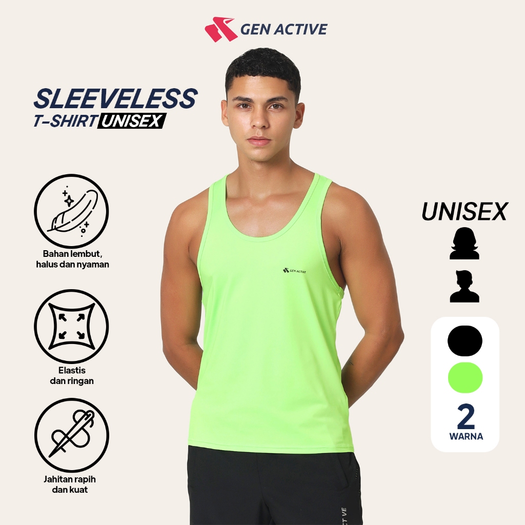 Jual Gen Active Tank Top Pria Wanita Singlet Olahraga Unisex Dry Fit ...