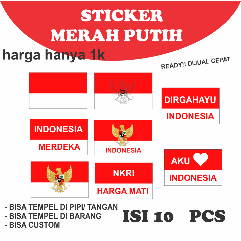 Jual STICKER MERAH PUTIH/AGUSTUSAN/17 AGUSTUS/MERAH PUTIH/MERDEKA ...