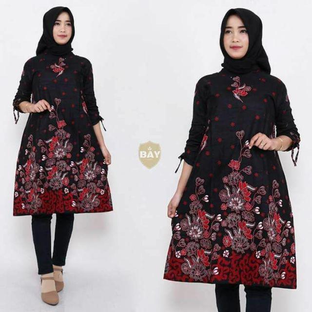 Jual Atasan Batik Muslimah Tunik Batik Wanita Lengan Panjang Syari ...