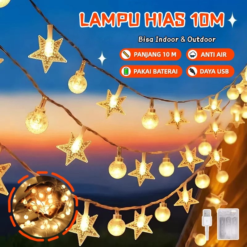 Jual 【Ready Stock】Lampu Bola LED Ball Lampu Kamar Tidur 10Meter Lampu ...