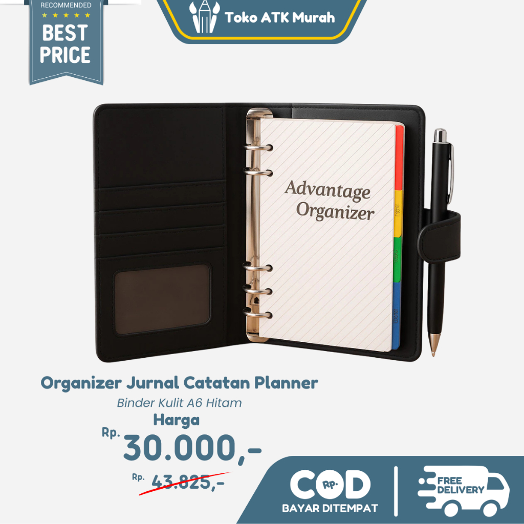 Jual Binder Kulit A6 Hitam Buku Harian / Organizer Jurnal Catatan ...