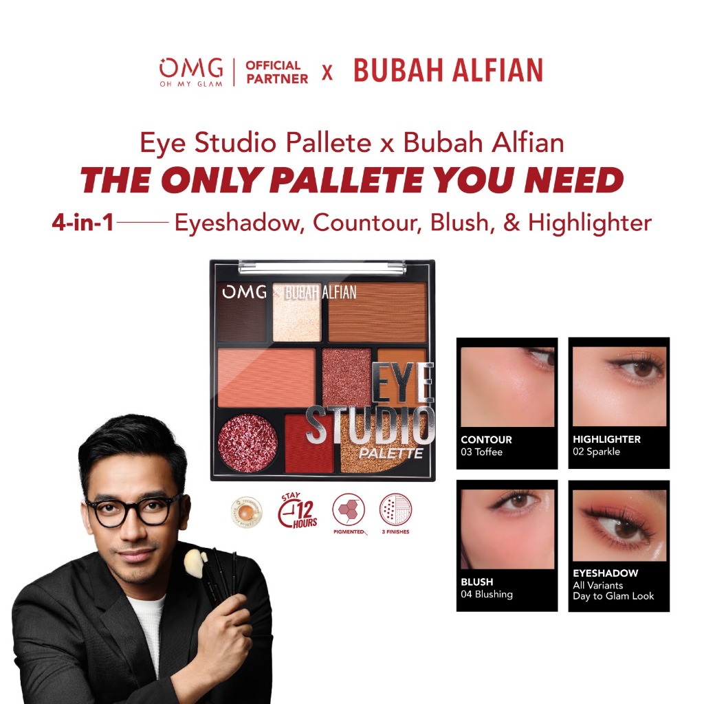 Jual [Bubah Alfian Approved!] OMG OH MY GLAM Eye Studio Palette - 9 Shades Eyeshadow Palette ...