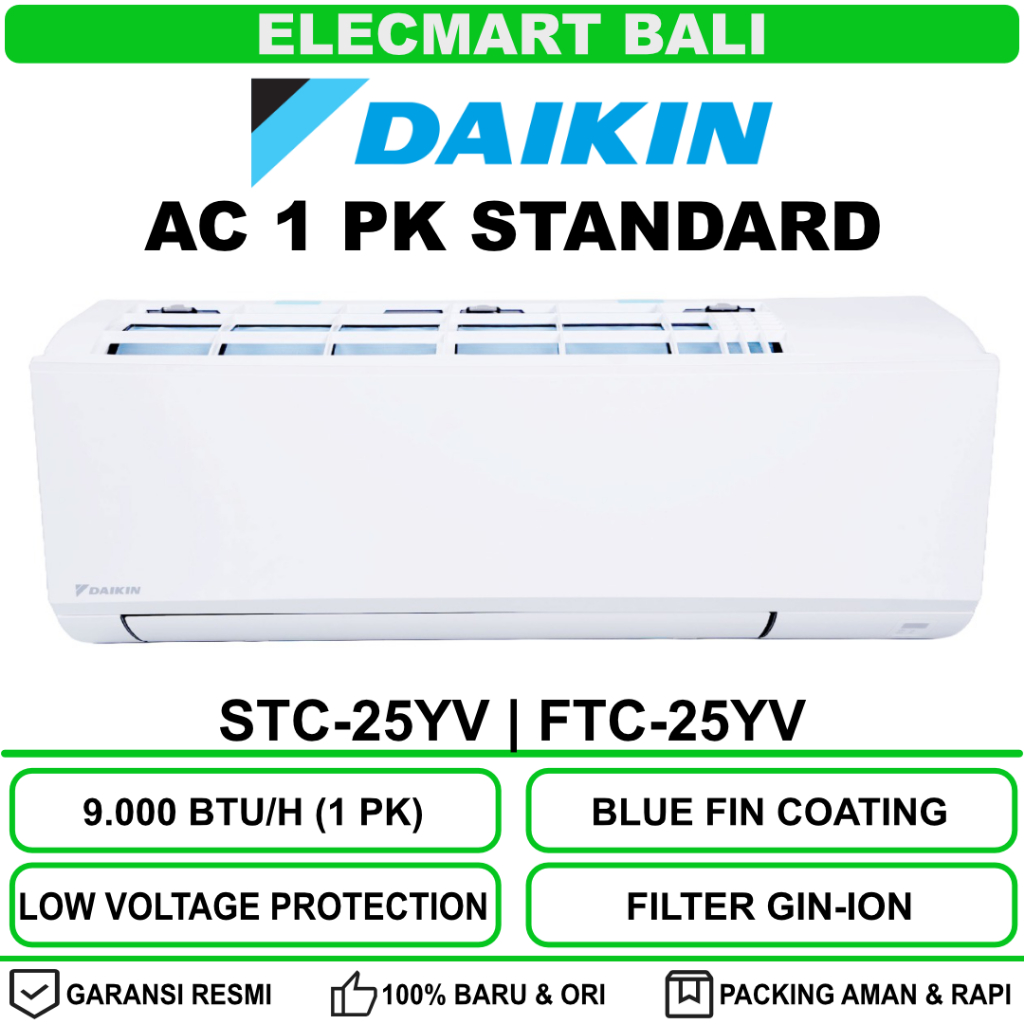 Jual AC Daikin 1 PK STC-25YV Indonesia - R32, Blue Fin, Wide Angle ...