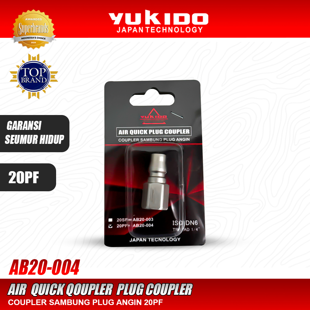 Jual Coupler Angin Quick Plug YUKIDO 20PF 1/4" AB20-004 - Sambungan ...