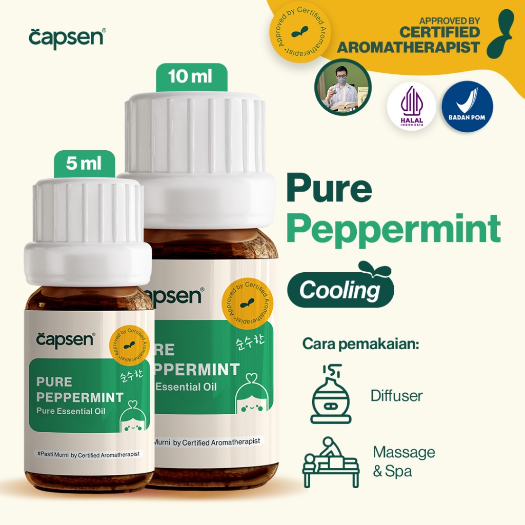 Jual CAPSEN Pure Peppermint Essential Oil 100% Murni Aromatherapy Diffuser Humidifier ...
