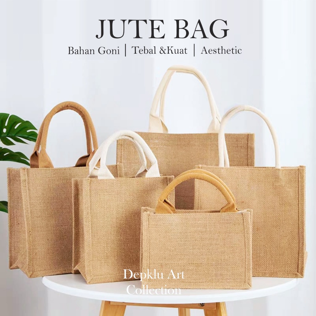 Jual Tas Goni Jute Bag - Jute Bag premium aesthetic size 32x13x22 ...