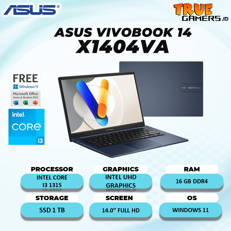 Jual Laptop Asus VIVOBOOK 14 X1404VA I3 1315 16GB 1TB 14" Full HD ...