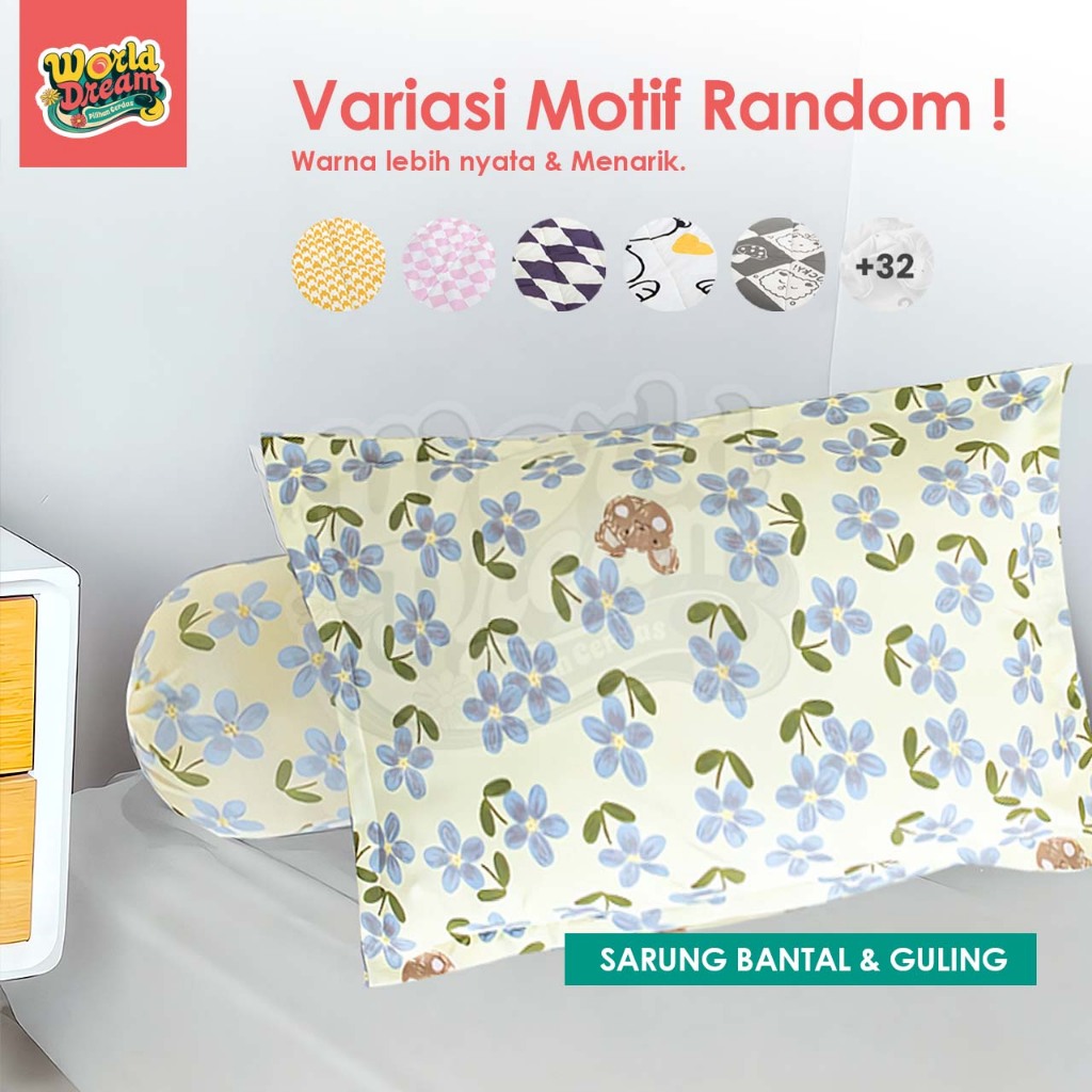 Jual Worldream Sarguntal Sarung Bantal Sarung Guling Motif Random Bahan ...