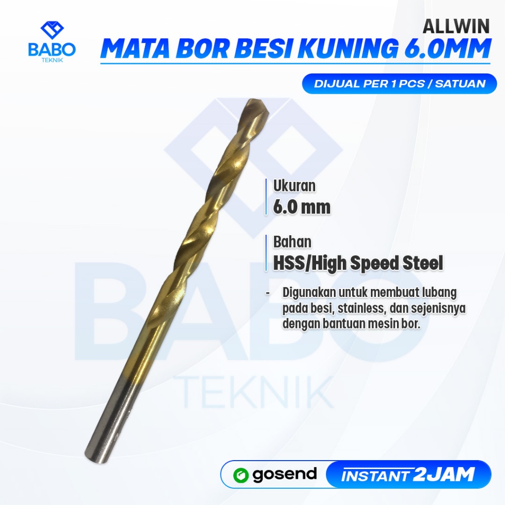 Jual Mata Bor Besi Allwin Kuning 6mm (Per Pcs) | Shopee Indonesia