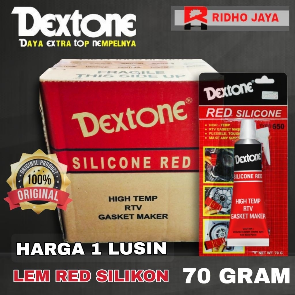 Jual (1Lusin 12 Pcs) Dextone Lem Red Silicone High-Temp 70gr / Lem ...