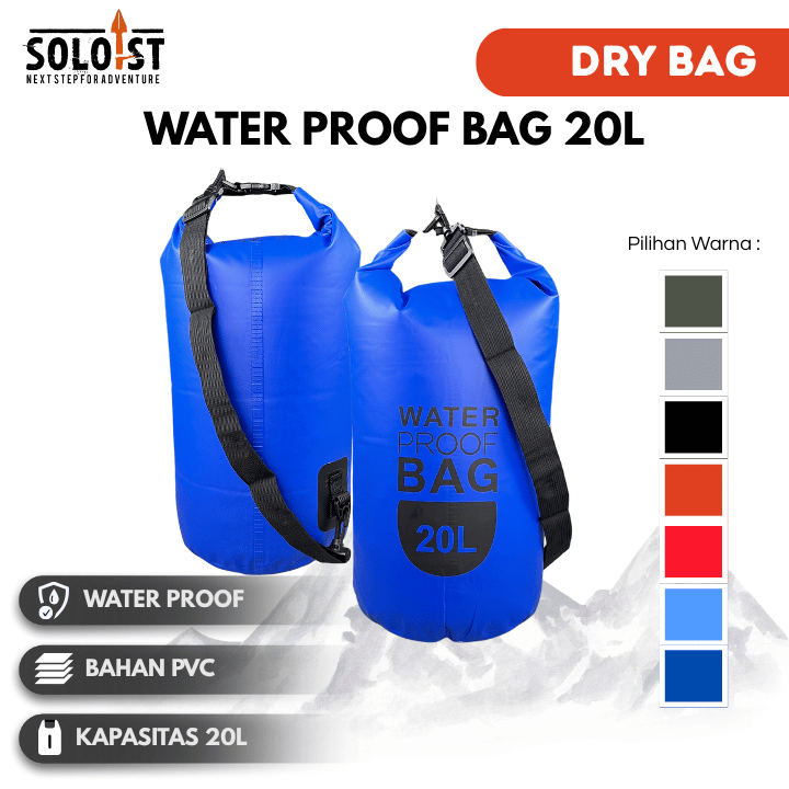 Jual DRY BAG TAS RANSEL ANTI AIR WATERPROOF OCEAN PACK TAS PANCING PANTAI RENANG - 20L | Shopee ...