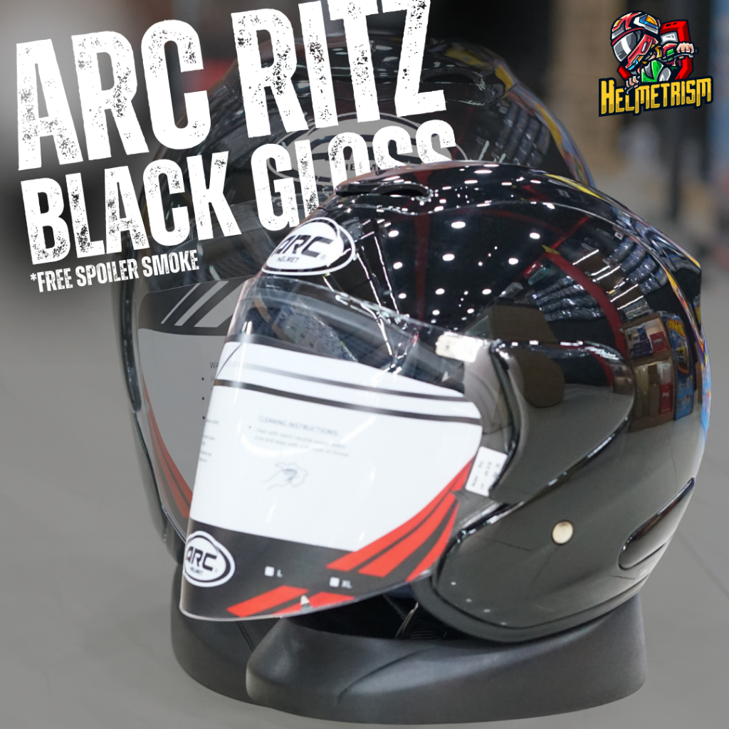 Jual Arc Ritz Black Glossy - Helm open face - half face touring ...